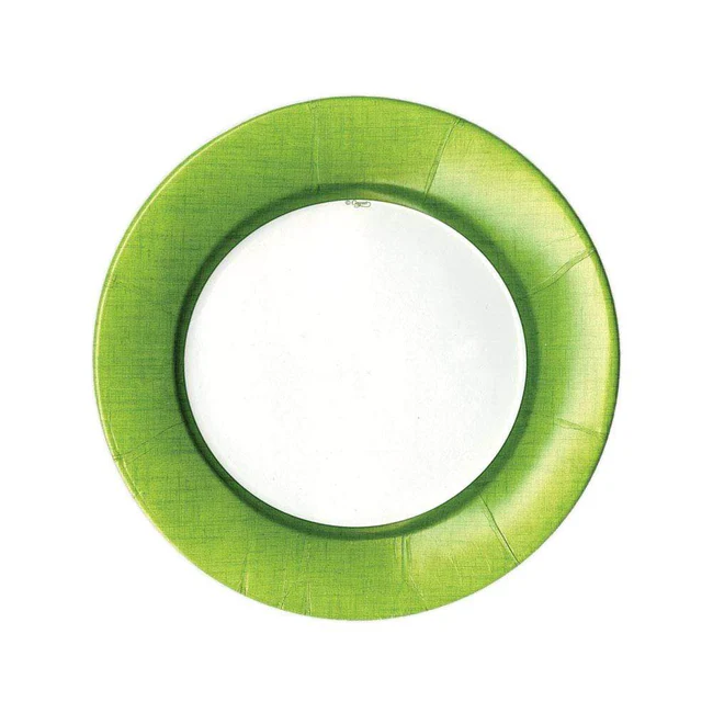 Caspari Linen Border Paper Salad & Dessert Plates in Moss Green – 8 per ...
