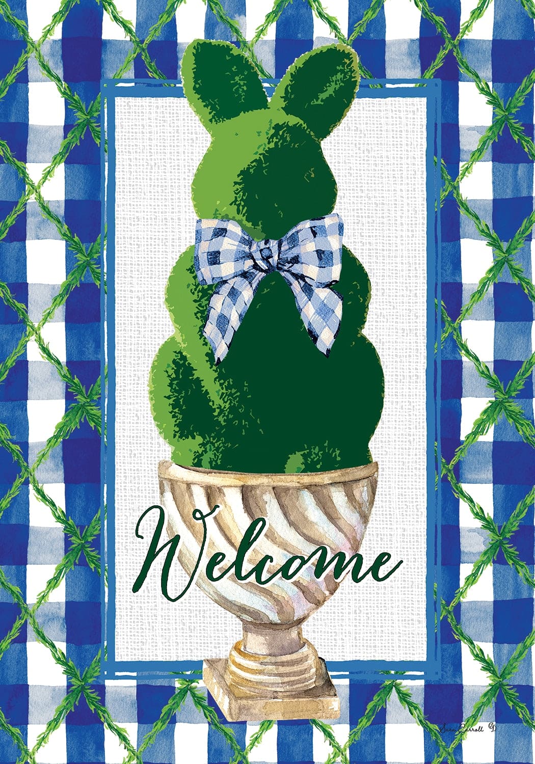 Custom Decor – Bunny Topiary Large Flag – Banner's Hallmark