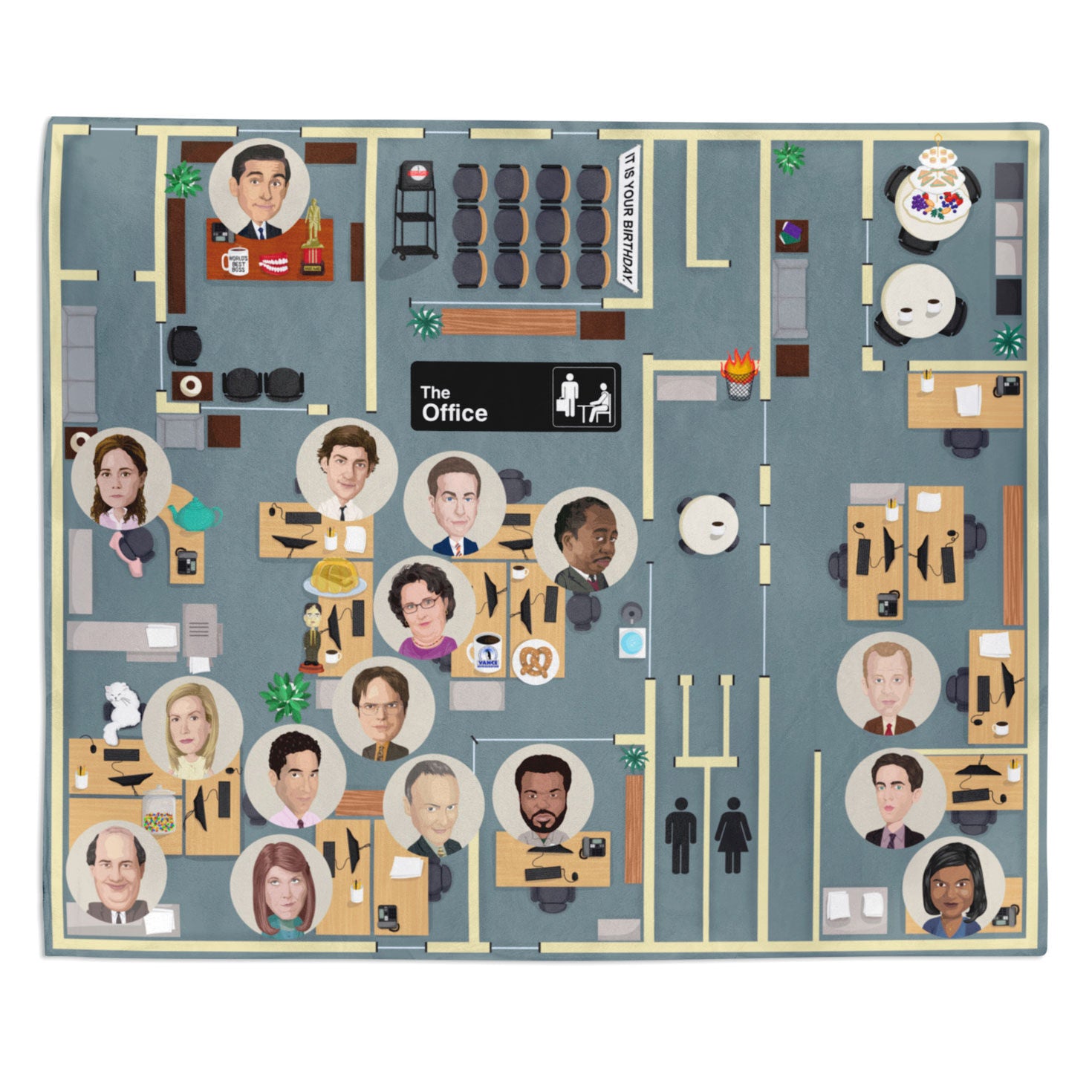 Hallmark The Office Blanket - Dunder Mifflin Floor Plan 50×60 – Banner ...